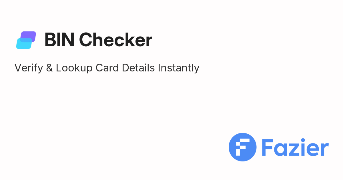 BIN Checker | Fazier
