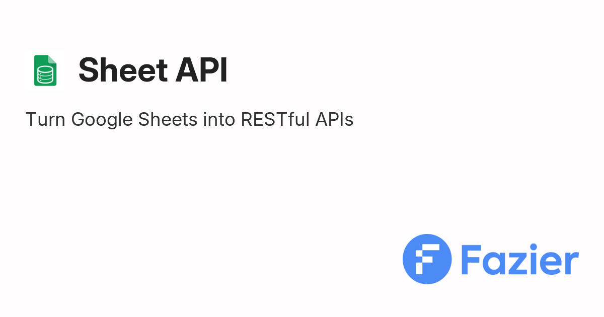 Sheet API | Fazier